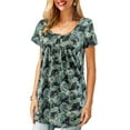Amoretu Womens Tunic Tops Short Sleeve Casual Floral Henley Shirts