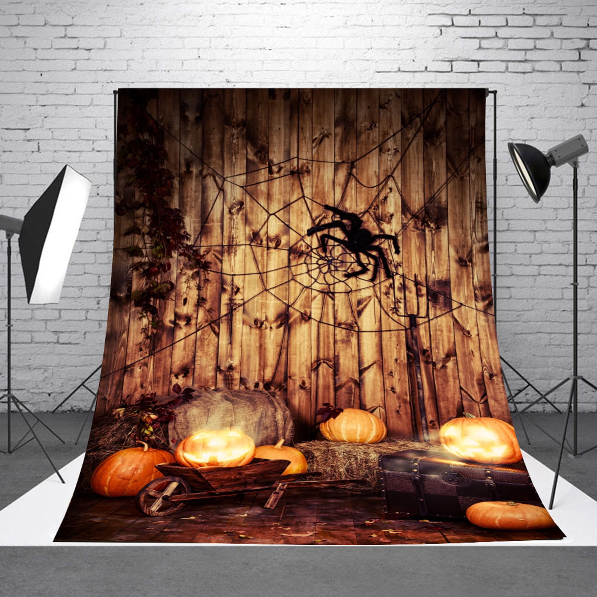 SAYFUT 7x5ft/ 5x7ft Backdrop Horror Pumpkin Grungy Iron Front Gate of ...