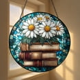 Books and Daisies Stained Glass Style Suncatcher – Literary Window ...