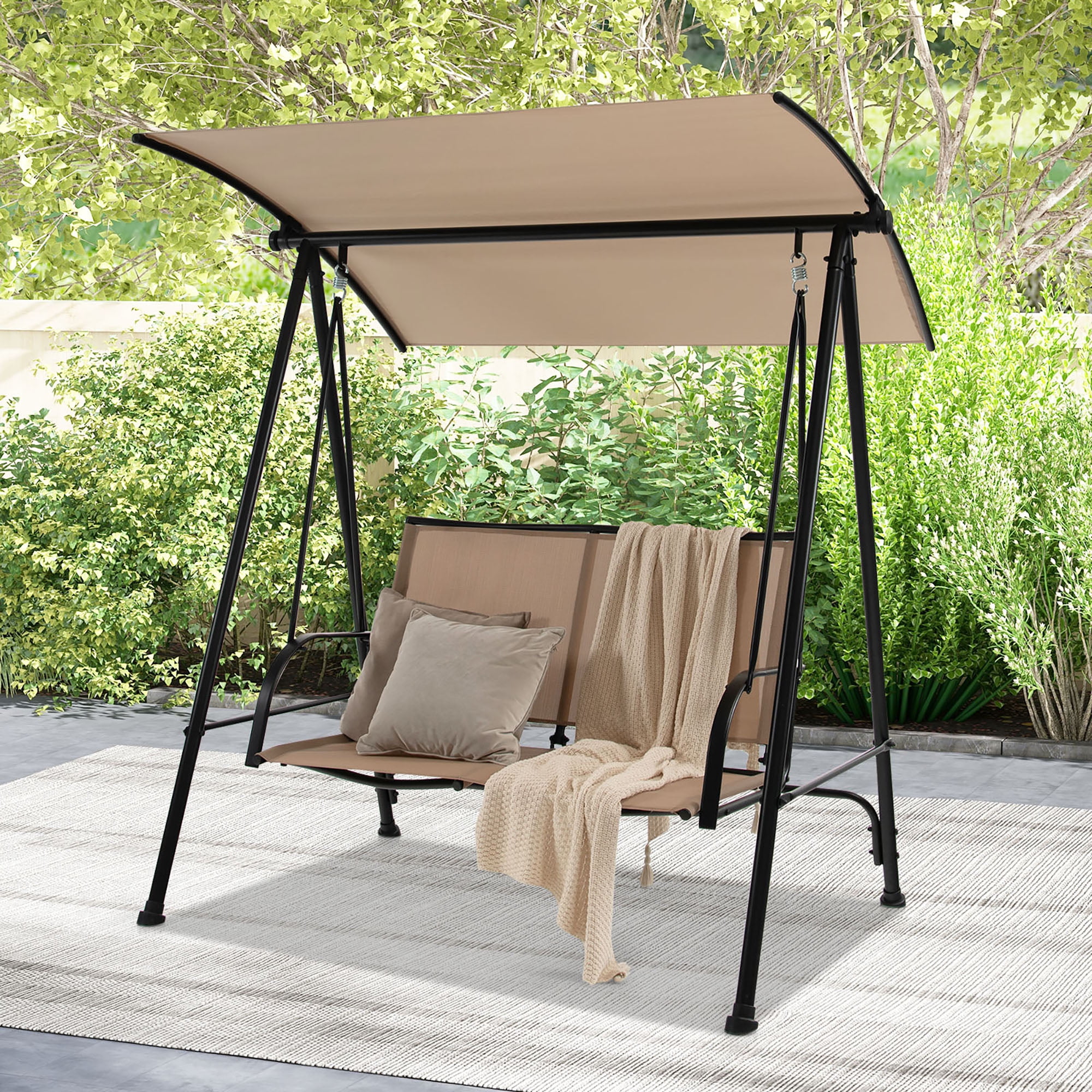 Click here for Gymax 2-Person Patio Swing Seat Swing Bench Canopy... prices