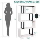 Dextrus 5-Tier Bookshelf, S-Shaped Z-Shelf Bookshelves , Geometric ...