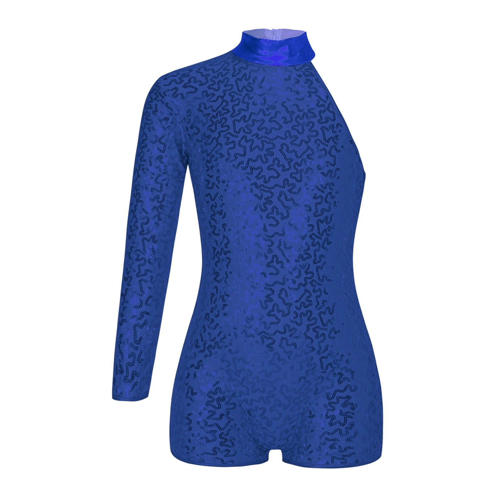 YONGHS Girls Kids Sequin Single Long Sleeve Dance Leotard Hip Hop Jazz ...