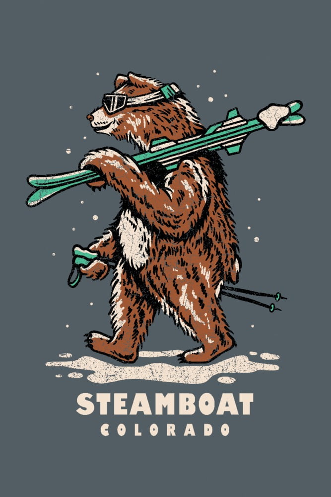 Steamboat, Colorado, Ski Bear (9x12 Wall Art Print, Home Decor ...