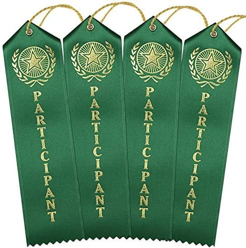 RibbonsNow Participant Award Ribbons - 100 Green Ribbons with Card ...