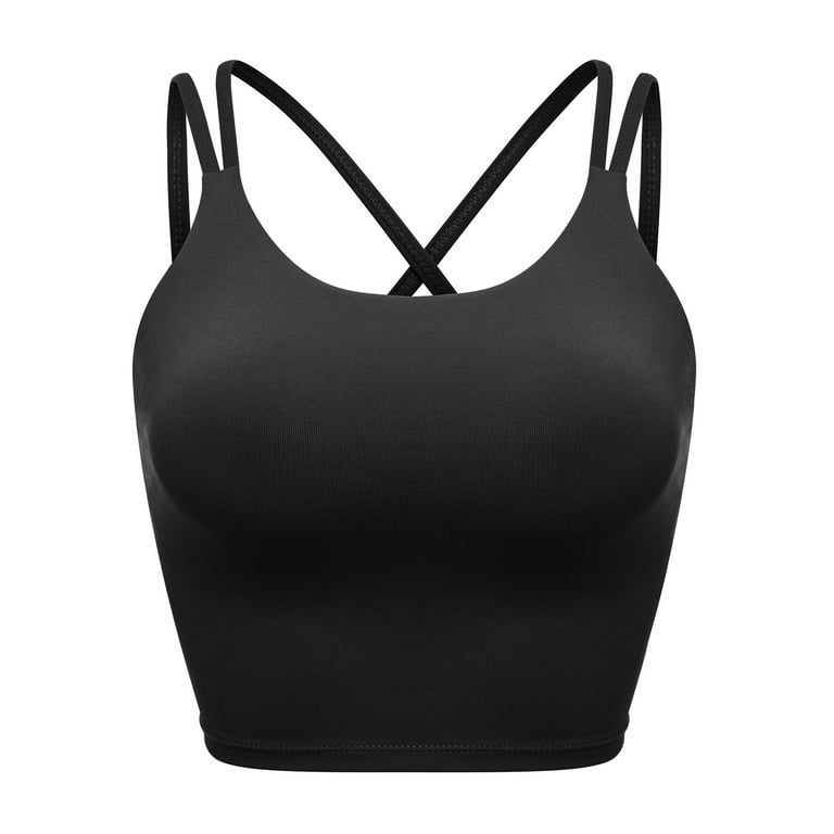Junior's Removable Pad Seamless Sexy Strappy Back Bra Top Bralette Yoga ...
