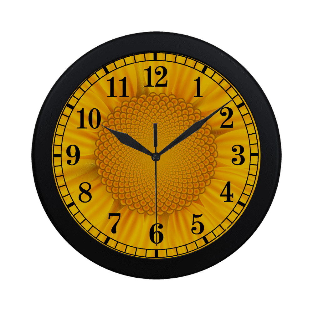 SUNENAT Sunflower Flower Floral Modern Wall Clock Silent Non Ticking ...