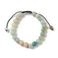 8mm Round Natural Flower Amazonite Bead Bracelets Adjustable Nylon Cord ...