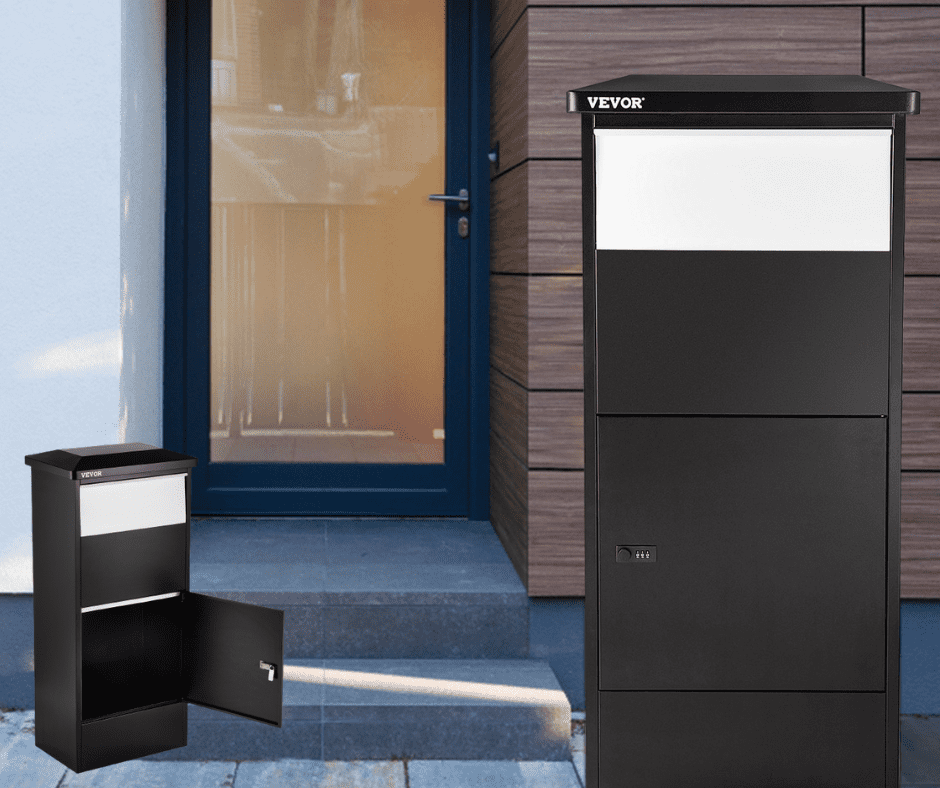 VEVOR Package Safety Drop Box, Anti-Theft Secure Black Mailbox Steel ...