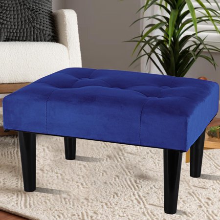 LINMAGCO Small Foot Stool Ottoman,Velvet Foot Rest for Couch with Wood ...