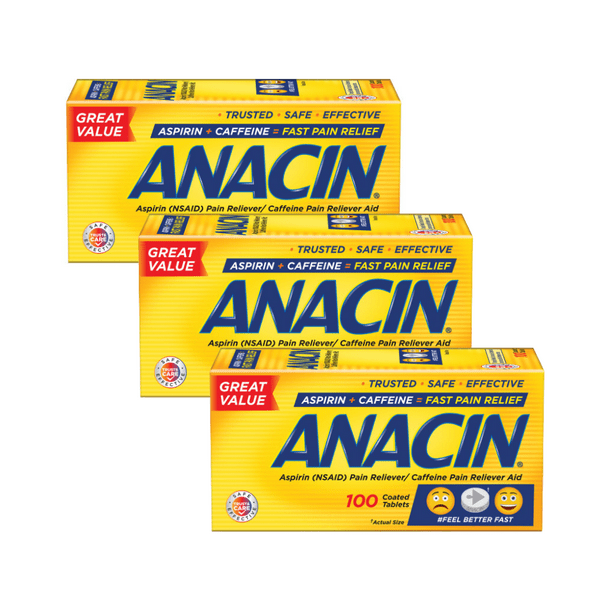 Anacin Tablets, 100 CT (Pack - 3) - Walmart.com