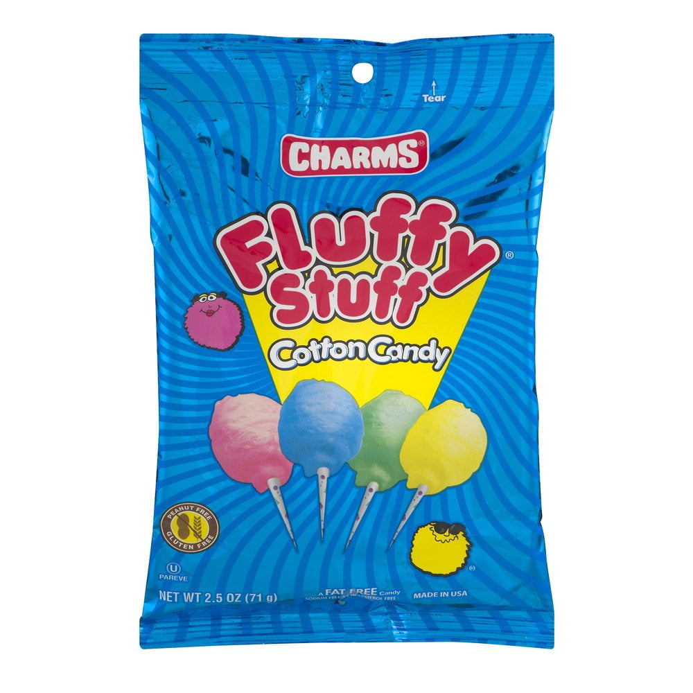 Charms Fluffy Stuff Cotton Candy, 2.5-Ounce Bags, Pack of 6 (Total 15 ...