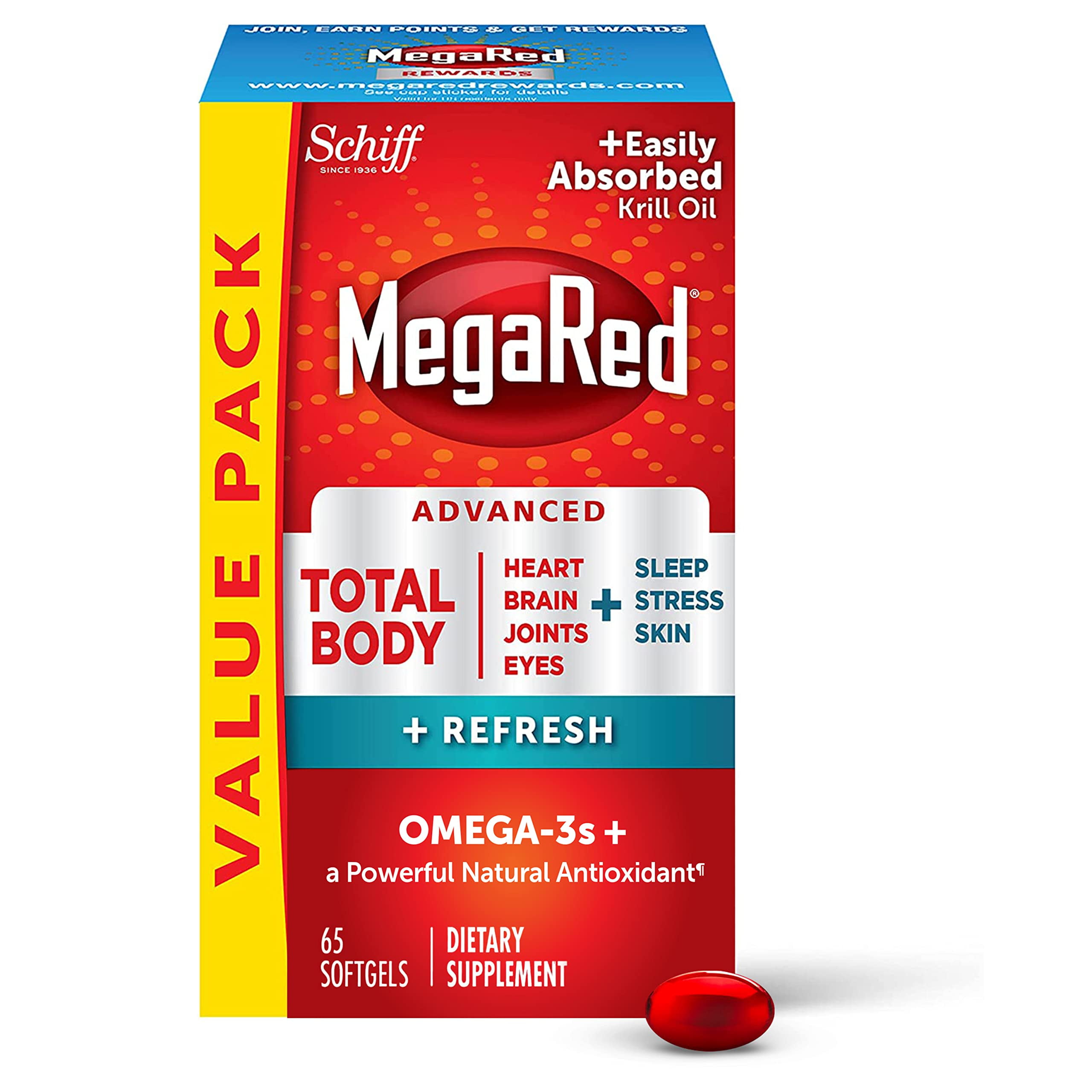 Suplemento MegaRed OmegaRed Omega-3 Blend Total Body + Refresh 500 mg ...