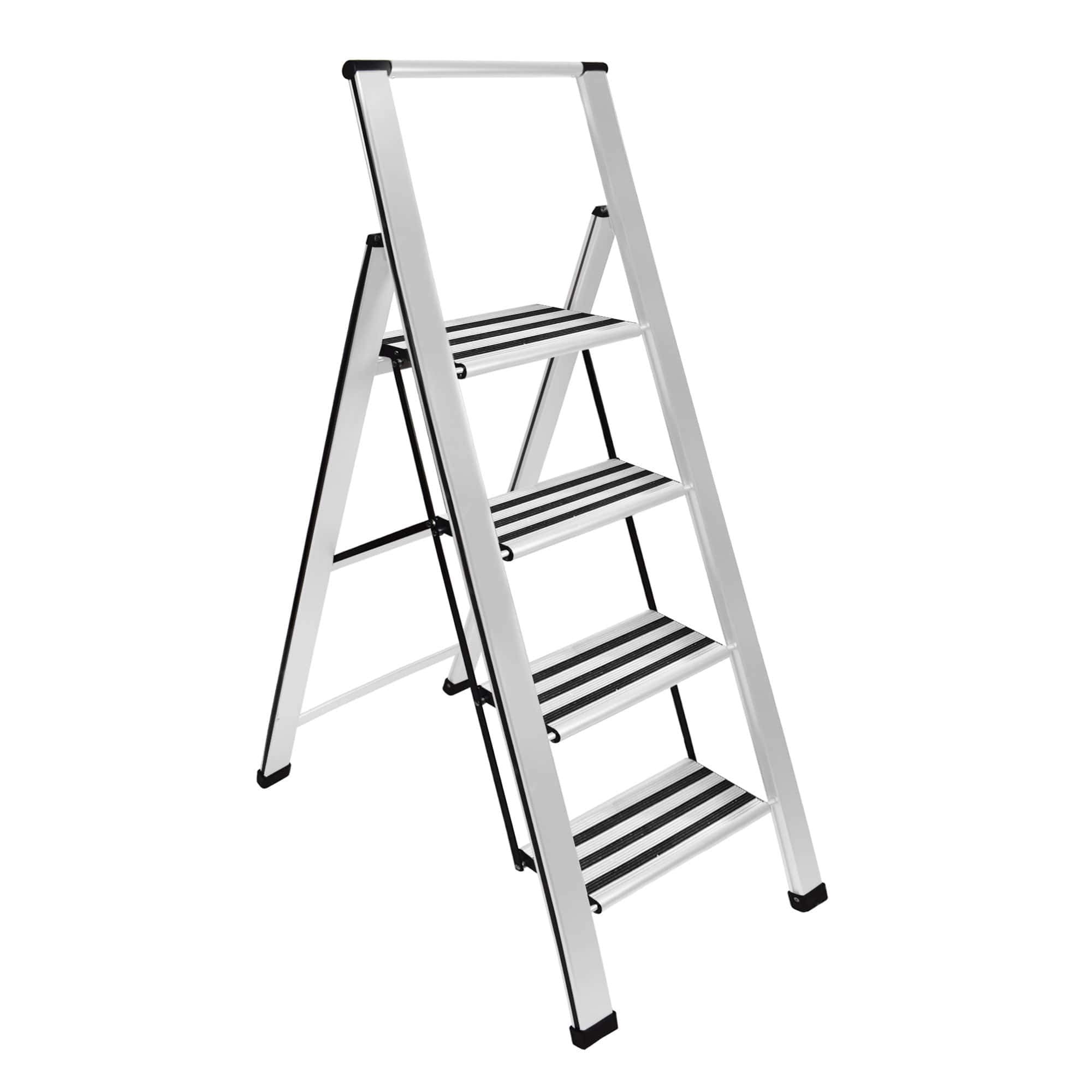 Sorfey 4-Step Folding Step Ladder Aluminum Foldable Step Stool Step ...