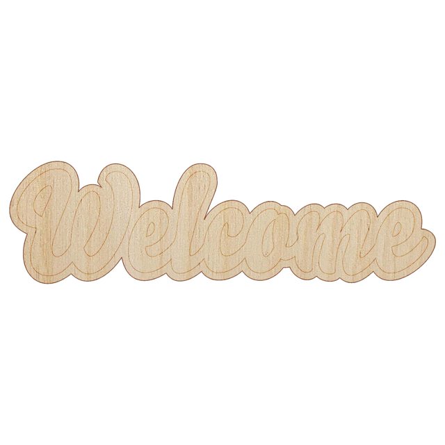 Welcome Fun Text Wood Shape Unfinished Piece Cutout Craft DIY Projects ...