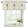 Boho Flowers 2 Panels Kitchen Valance, Bohemian Floral Stars Moon Beige ...