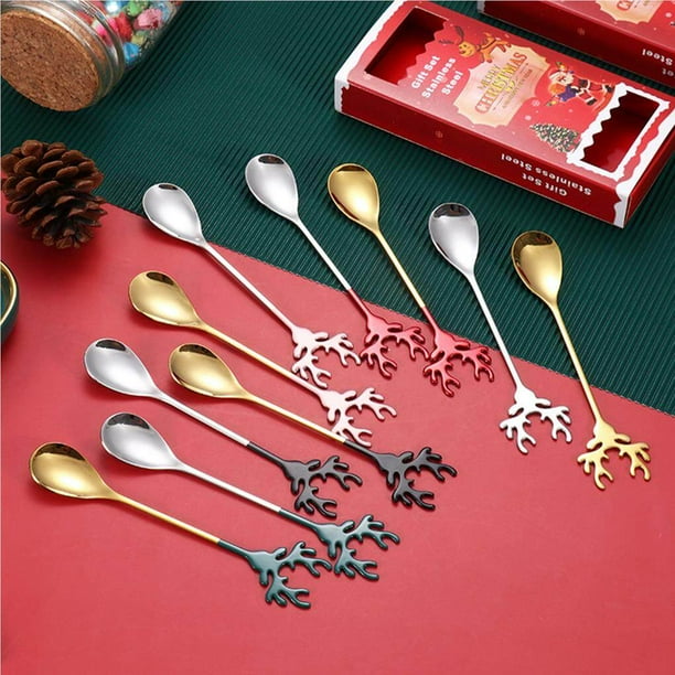 tredstone 2pcs/set Deer Head Shape Stainless Steel Stirring Spoon ...
