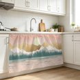Boho Mountains Cabinet Curtain 28"W x 51"L, Abstract Gold Sun Forest ...