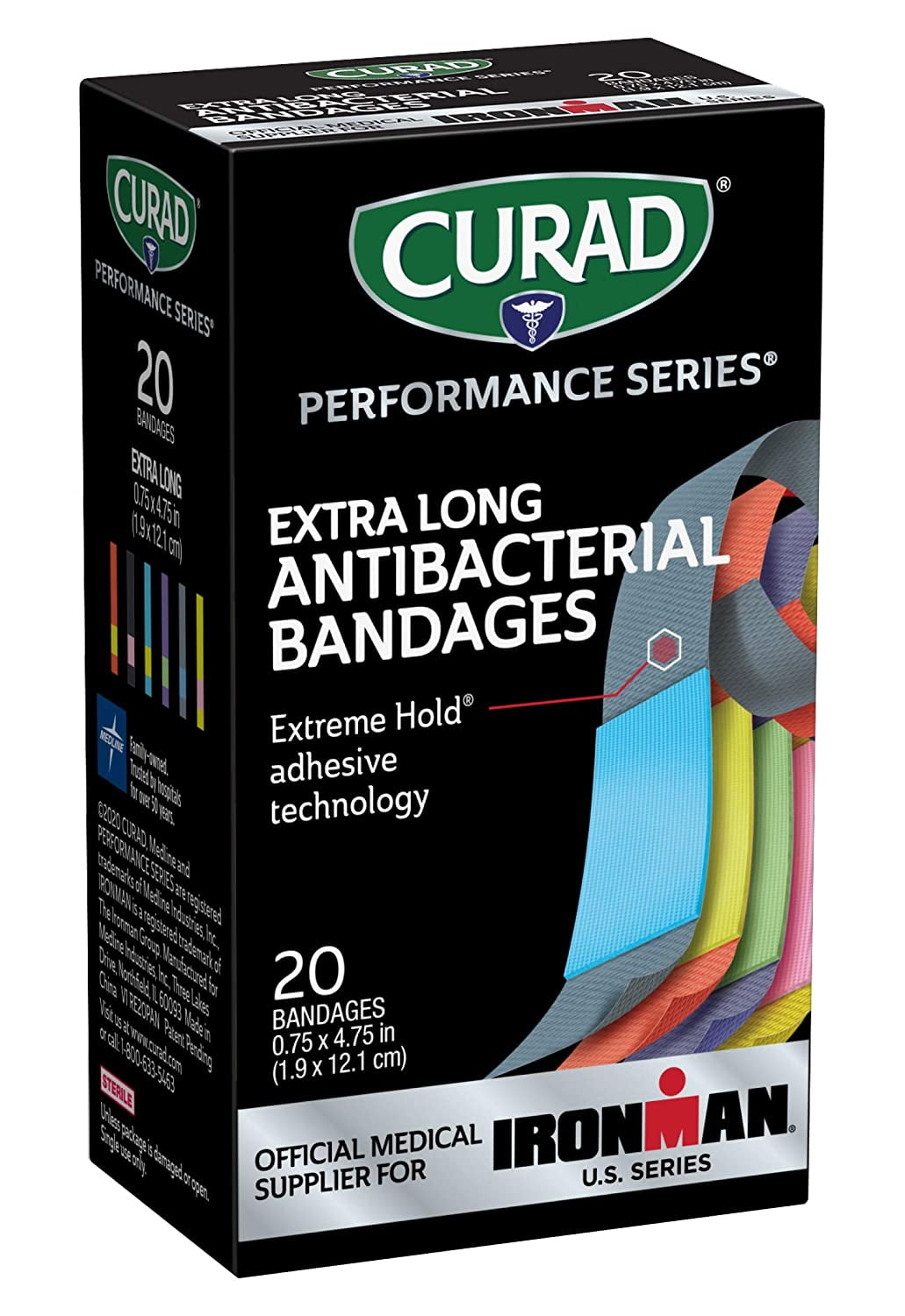 Curad Performance Series Ironman Extra Long Antibacterial Bandage ...