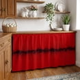 Abstract Red Cabinet Curtains 28" W x 51" L Black Water Ink Painting ...