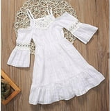 Princess Girl Floral Lace Off-Shoulder Wedding Dress Beach Sundress ...