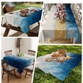 Blue Gradient Forest on Linen Table Cloth 54x54in, Waterproof Square ...