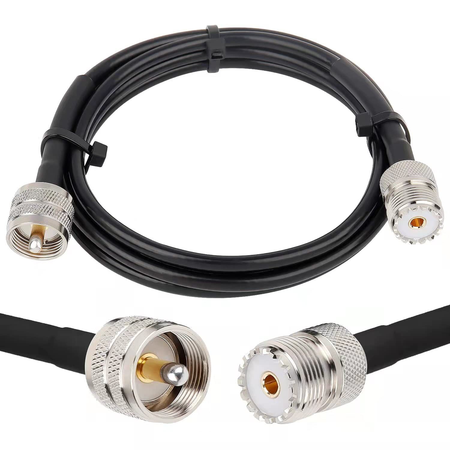 MOOKEERF CB Coax Cable 6ft, RG58 PL-259 UHF Male to SO239 Female Low Loss CB Radio Cable for HAM ...