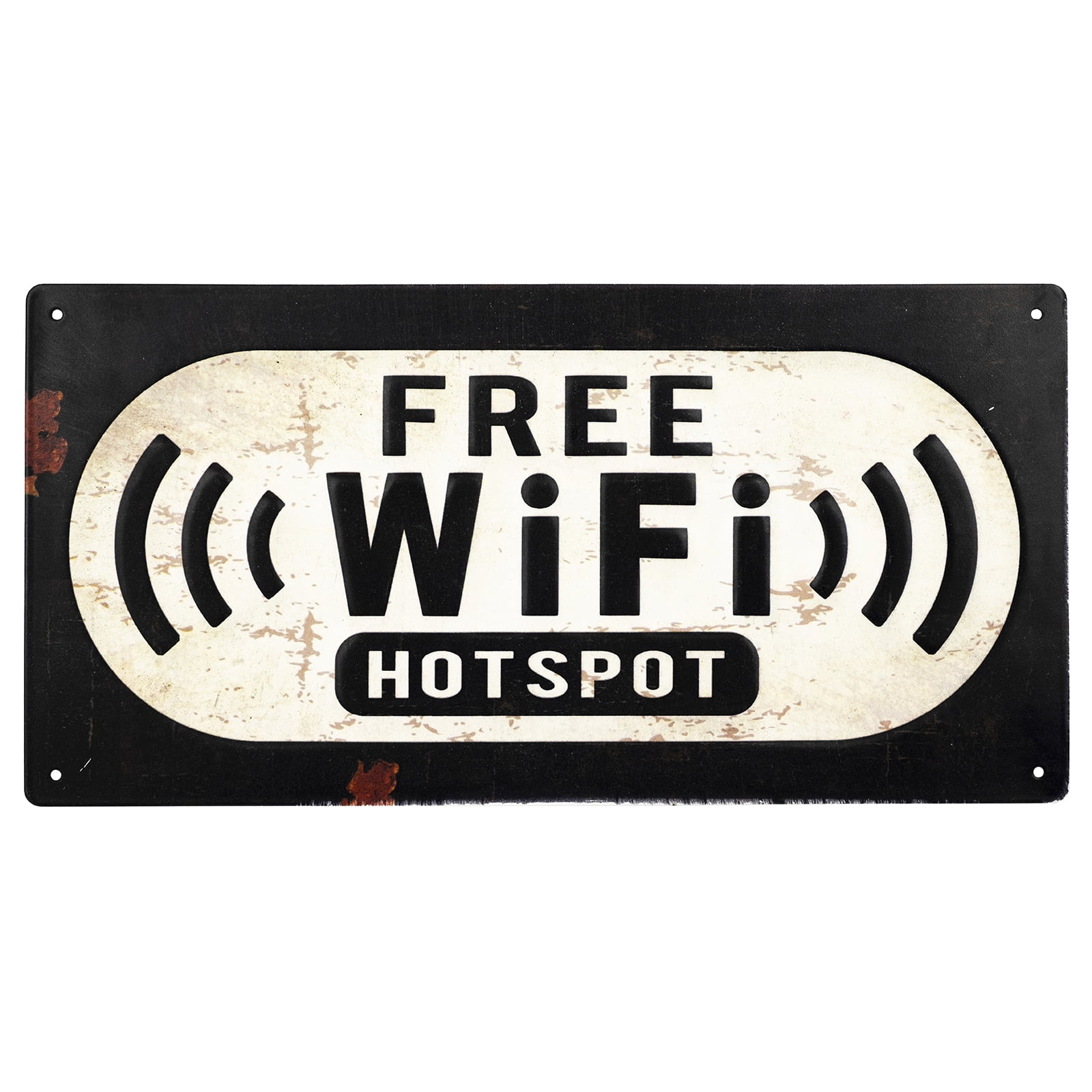 Excello Global Products Rectangle Weathered Metal Free WiFi Hotspot ...