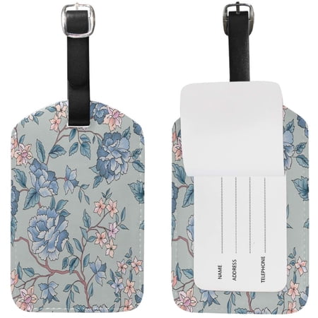 Floral Rose Flower Luggage Tags Leather Travel Bag Suitcase ID Label ...