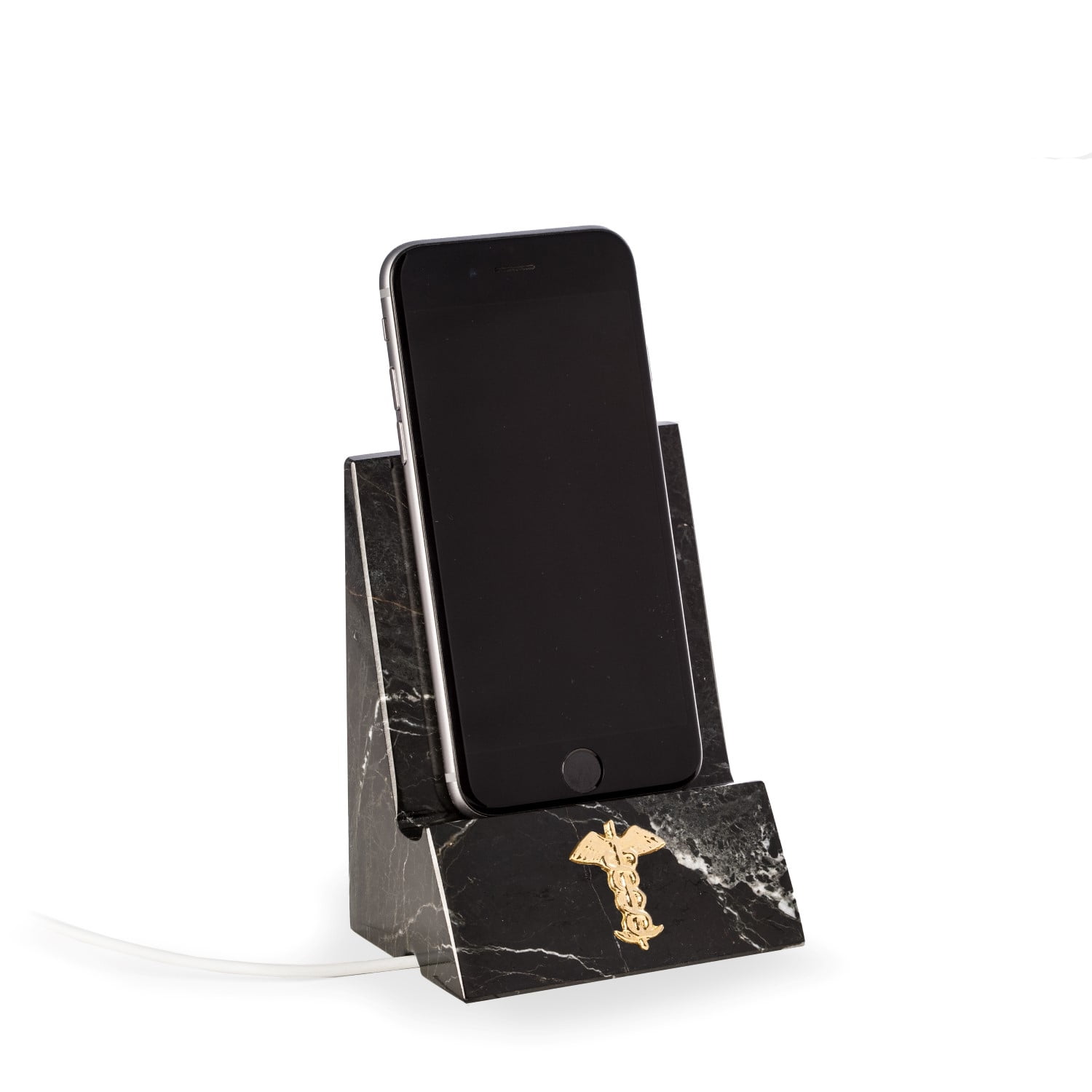 Black "Zebra" Marble Desktop Phone / Tablet Cradle with a Pass-thru ...