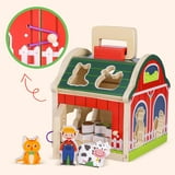 ANTIC DUCK Wooden Montessori Farm Toys, Shape Sorting Barn with Sensory ...