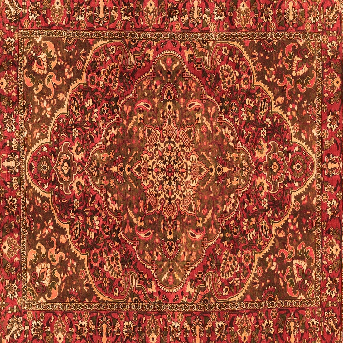 Ahgly Company Indoor Square Persian Orange Traditional Area Rugs, 6 ...