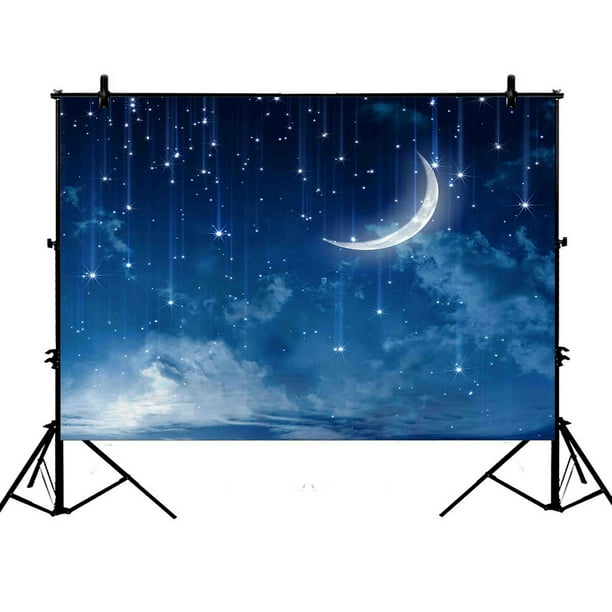 GCKG 7x5ft Moon Star In Blue Sky Beautiful Night Polyester Photography ...