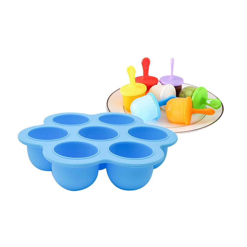 Silicone Baby Food Storage Box 7 Cavities Round Container Popsicle Mold ...