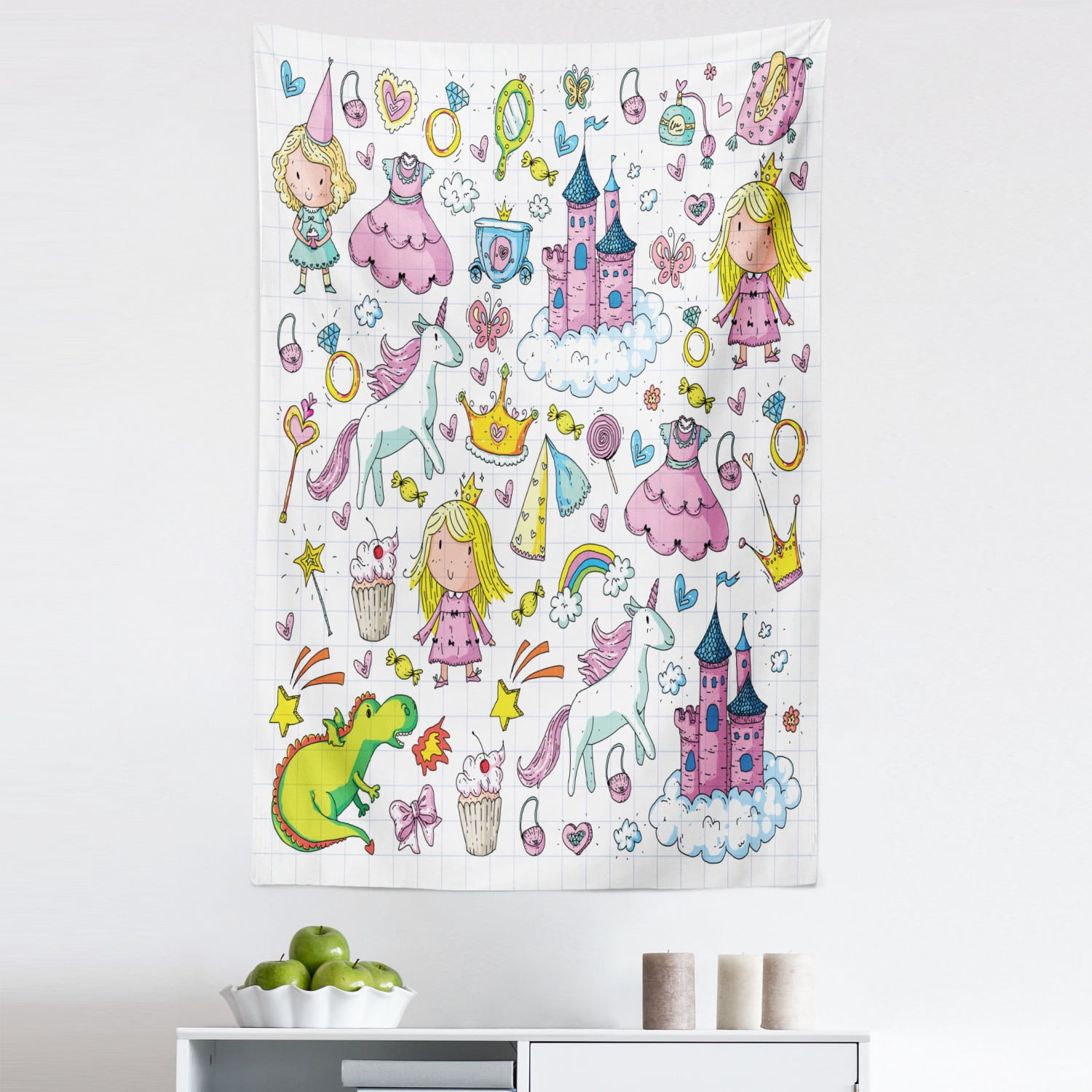 Cartoon Tapestry, Bundle of Girls Composition Tale Fantasy Characters ...