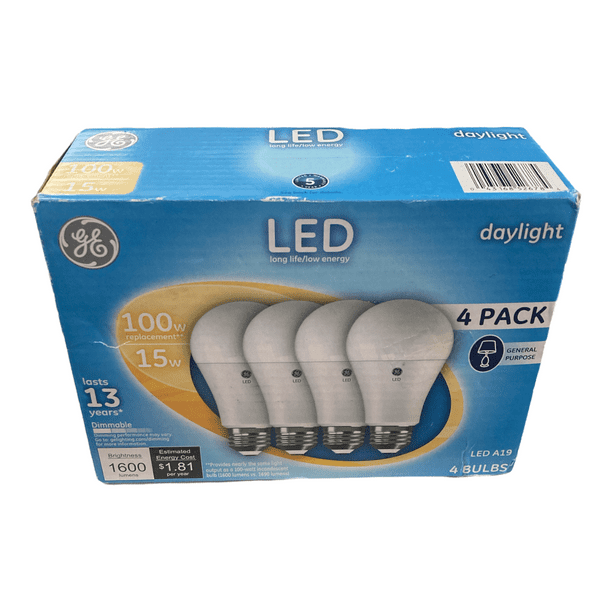 GE Daylight LED 100W Replacement Indoor General Purpose A19 Light Bulbs ...