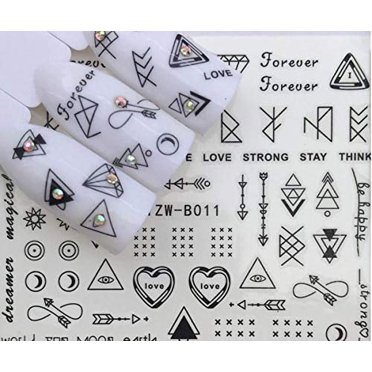 Full Sheet Black Abstract Triangle Nail Stickers Minimalist Indie ...