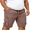 AherBiu Cargo Shorts for Men Drawstring Elastic Waisted Casual Loose ...