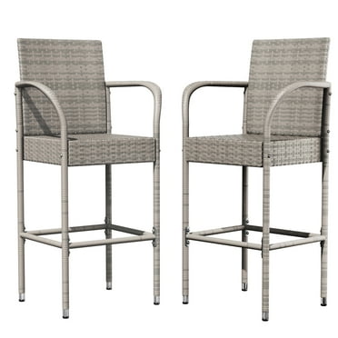 Outdoor Wicker Bar Stools, Set of 2, Brown - Walmart.com