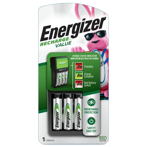 Energizer Recharge Basic Battery Charger with Included AA and AAA ...