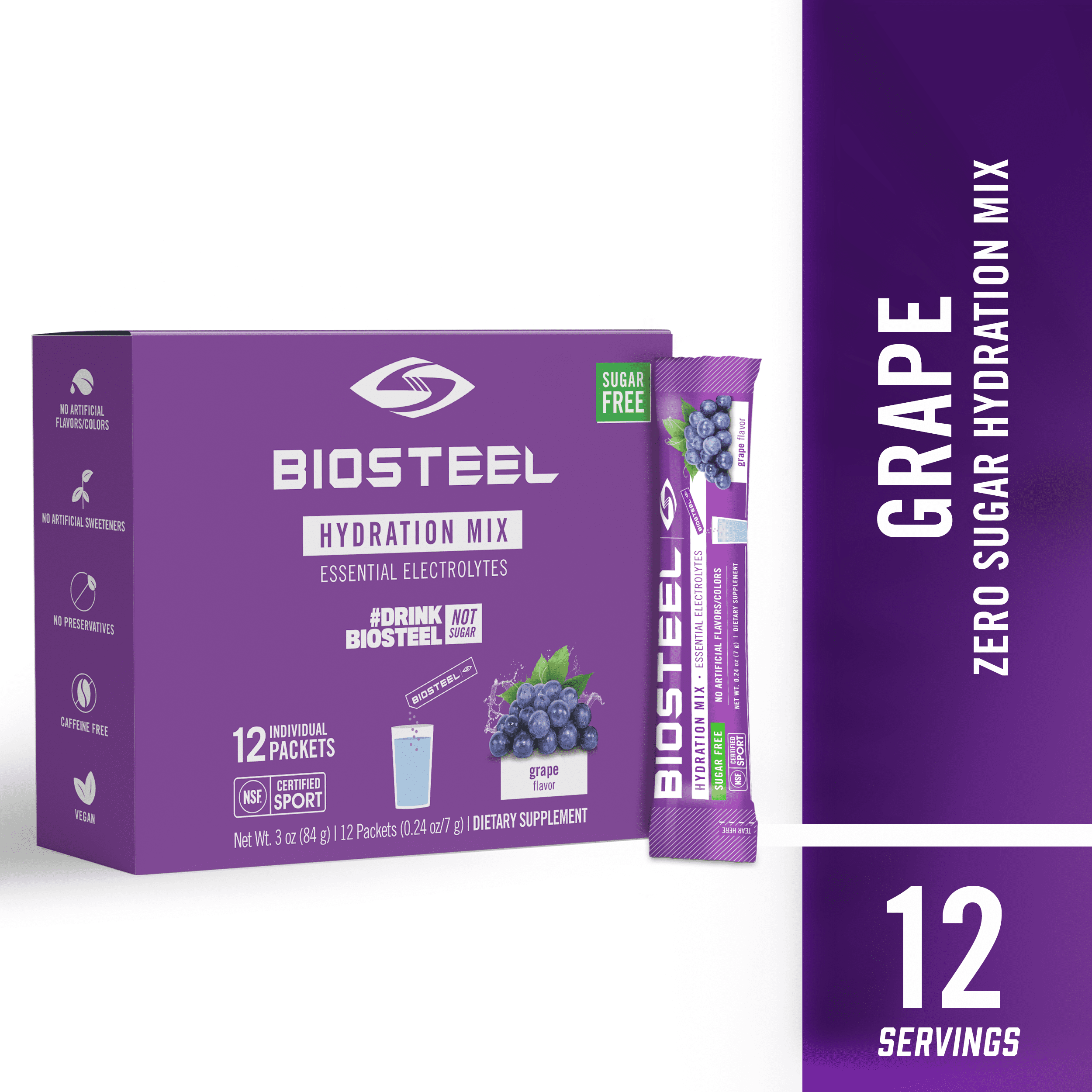 BioSteel Hydration Mix, Sugar-Free with Essential Electrolytes, Grape ...