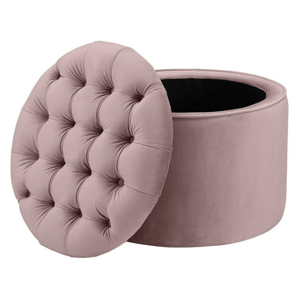 Queen Blush Velvet Storage Ottoman