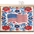 American Flag Cabinet Curtains 28"W x 35L, 4 of July Blue Red Blossoms ...