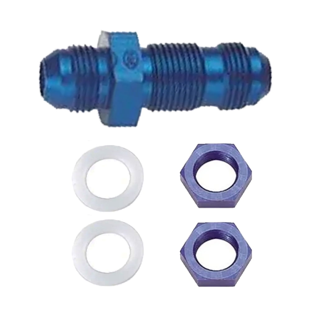 -6 AN Aluminum Straight Bulkhead Fitting Kit - Blue - Walmart.com