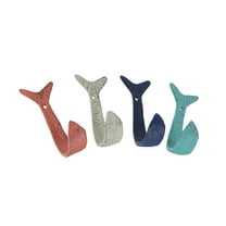 Zeckos Cast Iron Flipping Fish Wall Hooks Coastal Decor Hanger Set of 4 ...