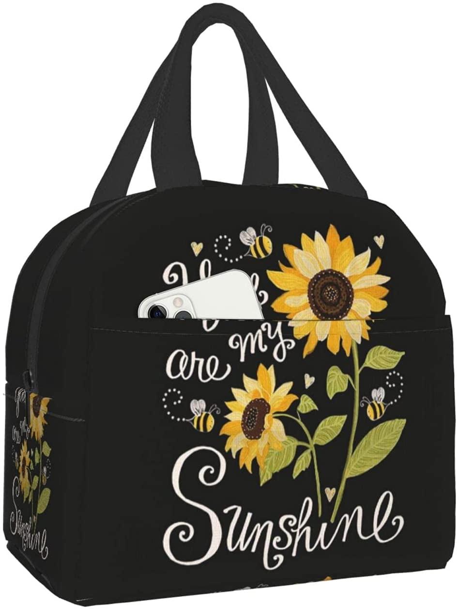 NICKSUN Sunflower Pattern Lunch Bag, Insulated Portable Lunch Bag for ...