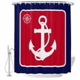 Anchor Shower Curtain with Hooks, Compass Nautical Navy Blue Red Water ...