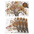 Autumn Tree Placemats Set of 1, Vintage Watercolor Orange Fall Maple ...