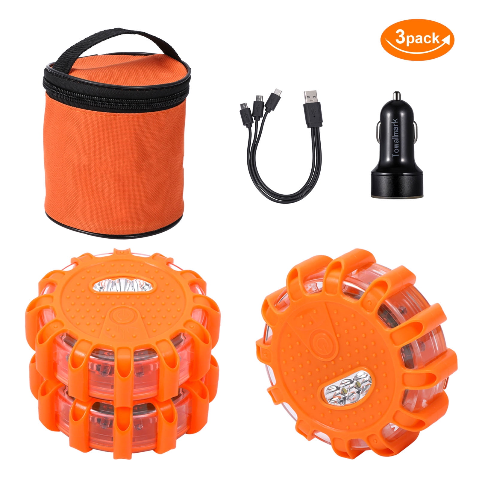 USB Rechargeable LED Road Flares Emergency Lights Roadside Safety ...