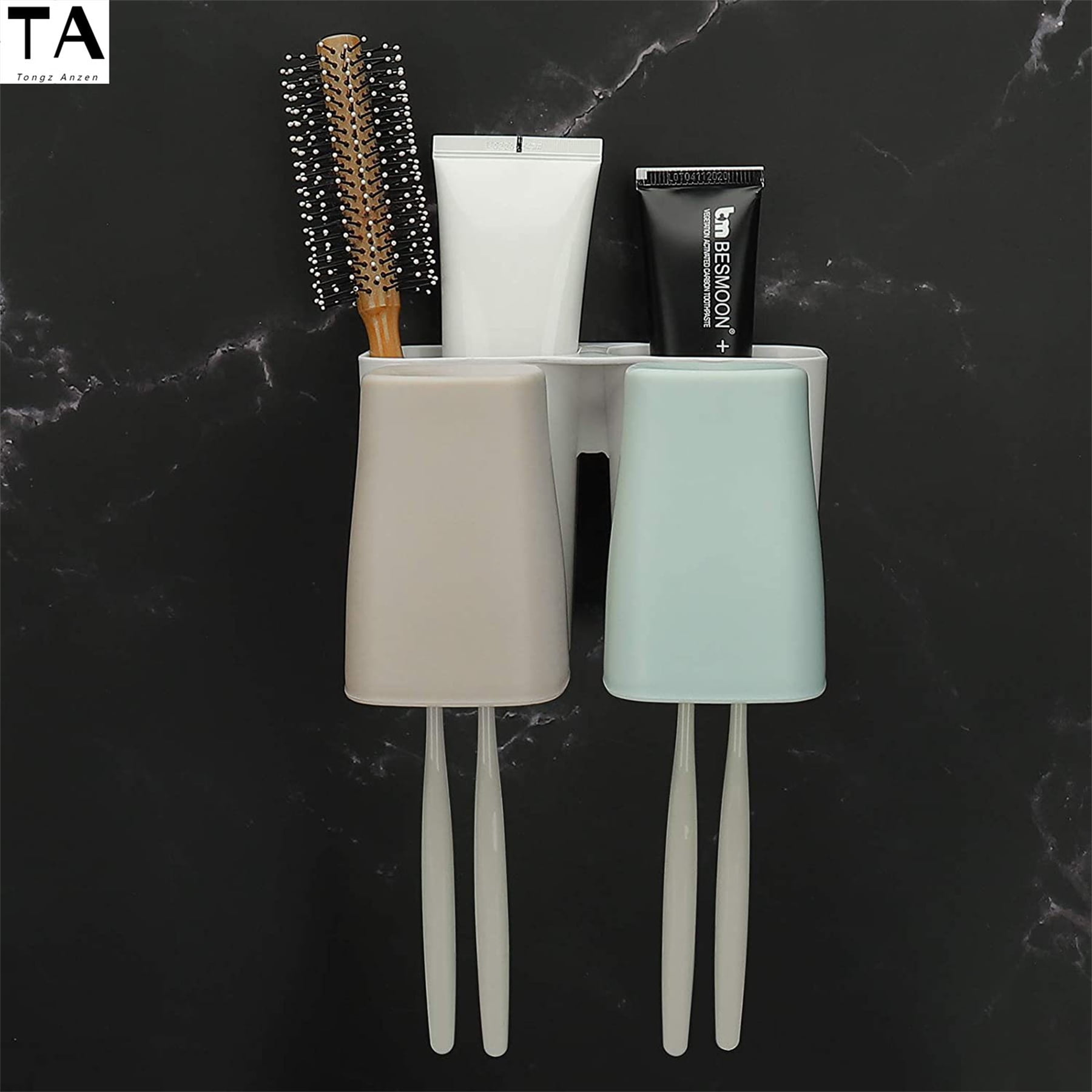 Bathroom toothbrush rack with 2 UPS: paired toothbrush rack, wall ...