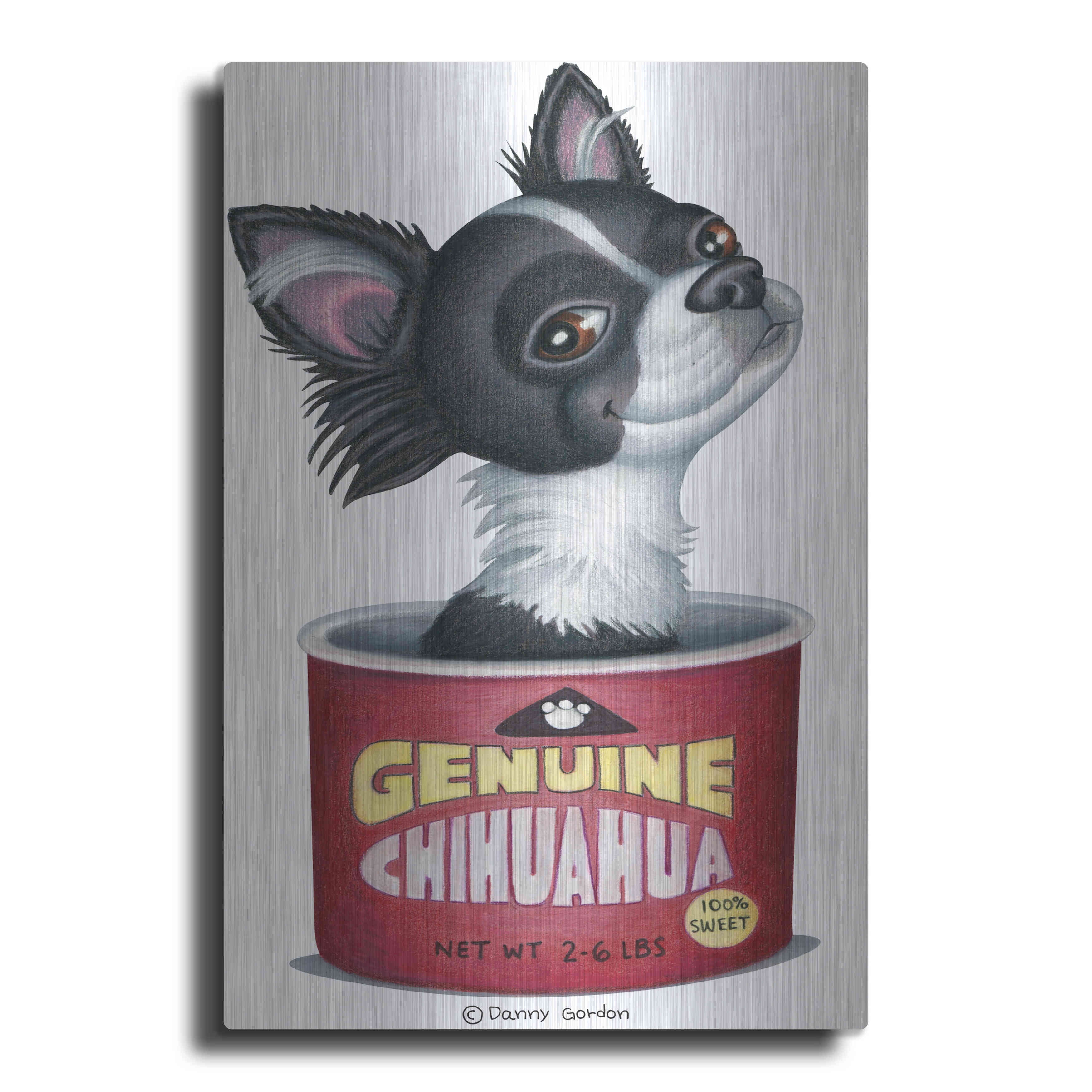 Luxe Metal Art 'Blk Wht Chihuahua in Container' by Danny Gordon Art ...